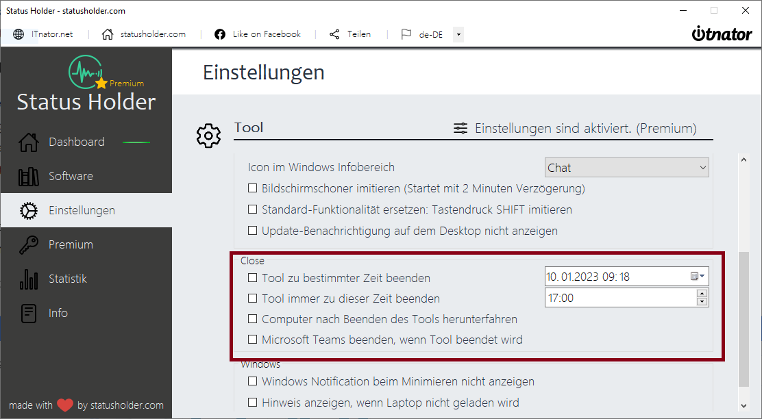Teams status: Automatically switch offline - Status Holder